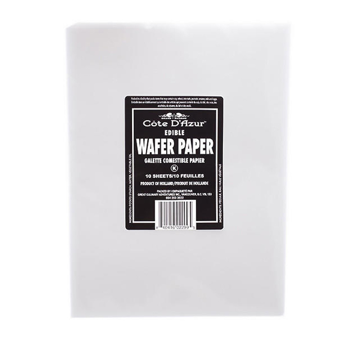 Edible Wafer Papers - Côte D'Azur